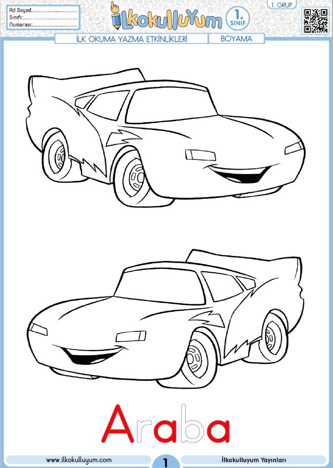 1 Sinif A Sesi̇ Boyama Sayfalari İlkokulluyum