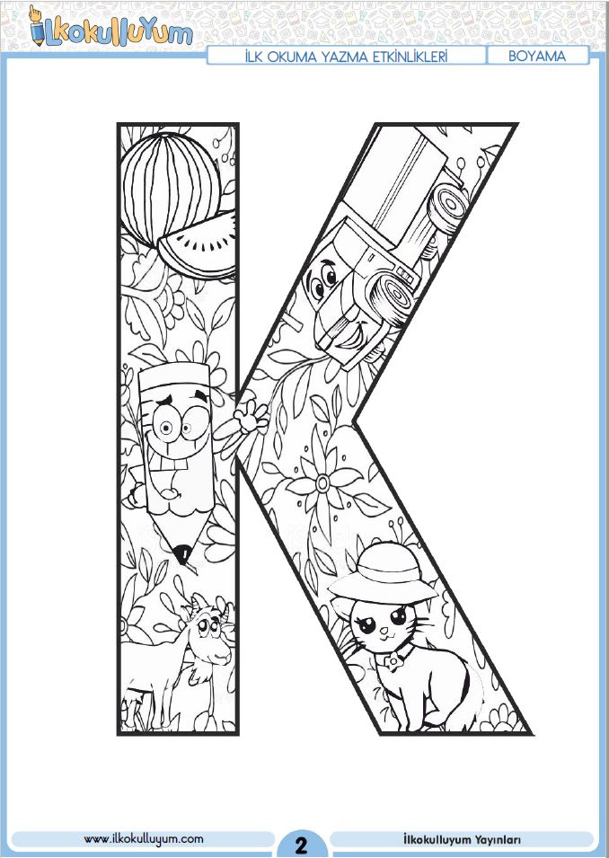 1 Sinif K Sesi̇ Boyama Sayfalari İlkokulluyum