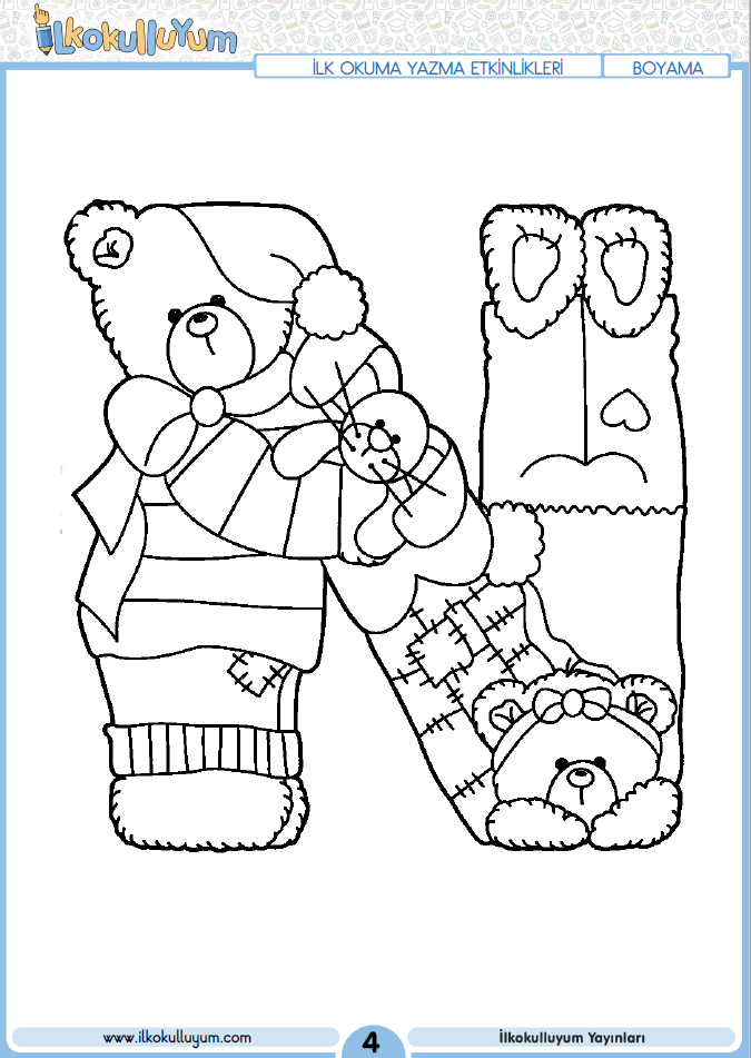 1 Sinif N Sesi̇ Boyama Sayfalari İlkokulluyum